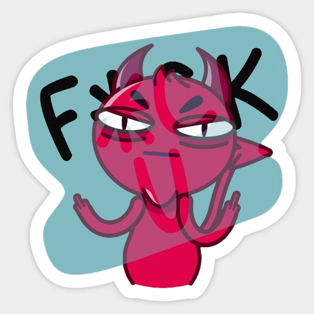Red Devil middle finger "F*ck" - Red Devil - Sticker | TeePublic